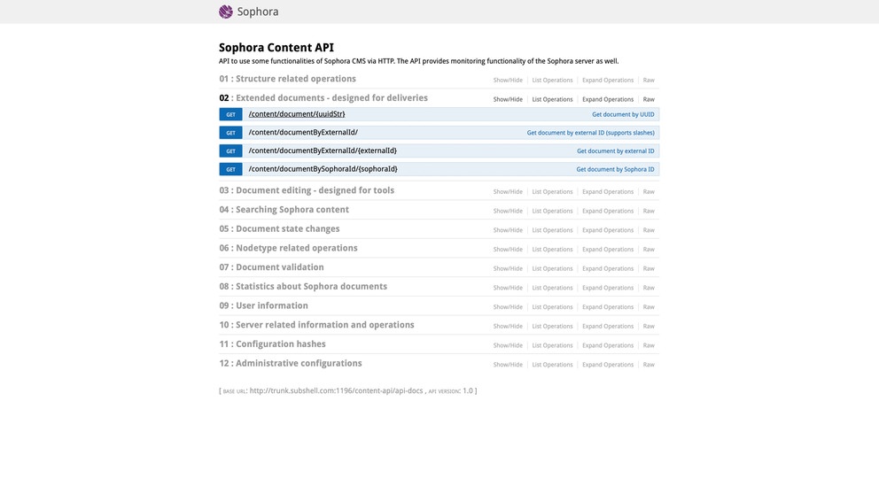 Sophora Content API – subshell